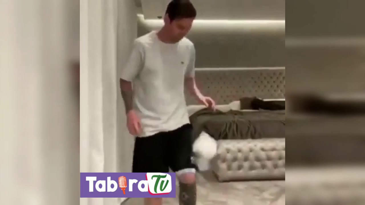 Lionel Messi does a toilet paper paper challenge. - Lionel Messi