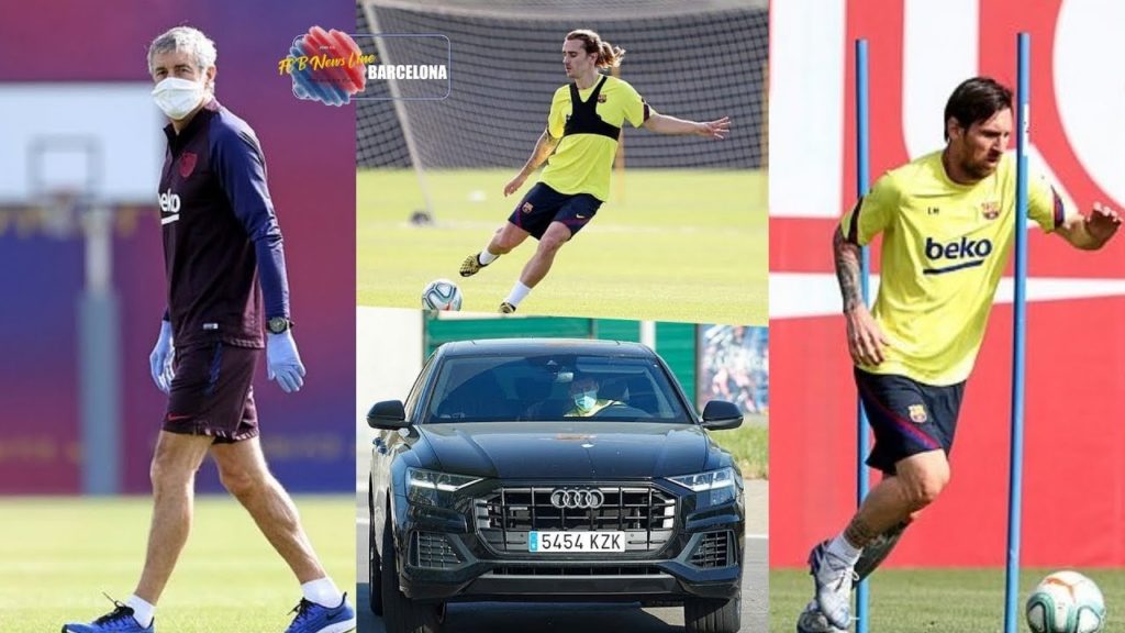 Lionel Messi leads his Barcelona team mates back in training - Lionel Messi