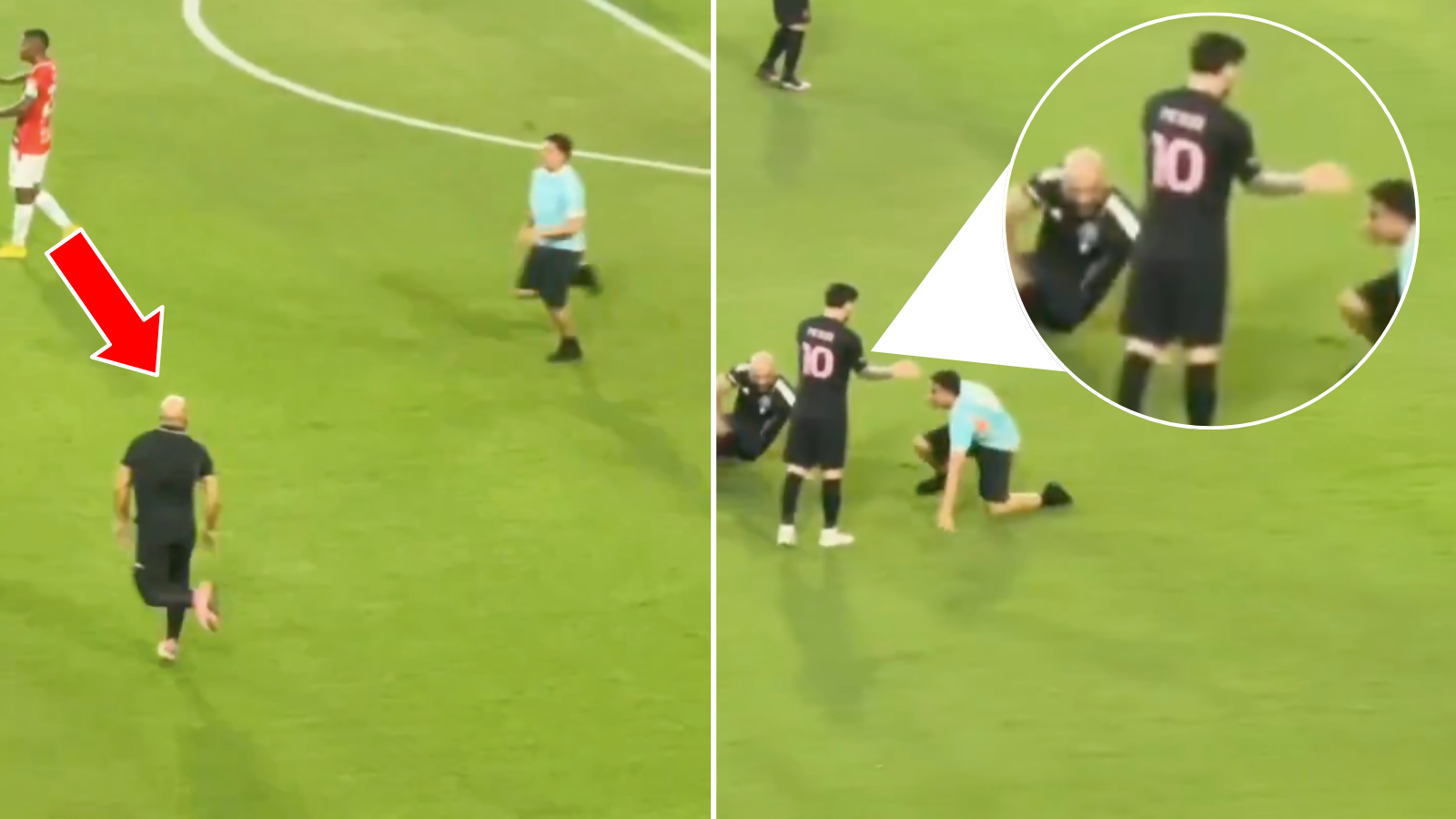 Lionel Messi Bodyguard `` vaincu '' par Pitch Invader en pré-saison ...